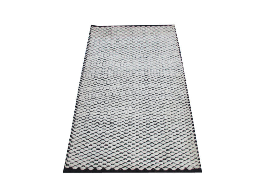 Handwoven Wool Area Rug 3x2 ft - Modern Black and White Pattern - Cozy ...